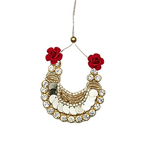 Decorative Mala Stone Set for Laddu Gopal/Devi Maa/Radha Krishna/Indian Traditional God Goddess Sringar Deities jewellary Set in Red Bag All God Statue Festival Decoration(Size-2")(Golden)