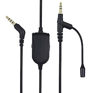 Headphone Audio Cable Mic Boom Nylon Braided Cord Compatible with Gaming PS4 PC Laptop, Compatible with Beats Headphones (Black)