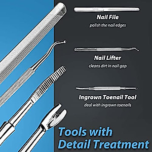 Wanmat Toe Nail Clipper for Thick Toenails,Upgraded Toenails Trimmer and Professional Podiatrist Toenail Nipper for Seniors with Surgical Stainless Steel Sharp Blades Soft Grip Handle(4PCS)