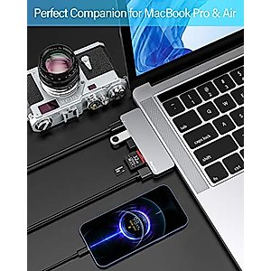 RayCue USB C Adapter for MacBook Pro/MacBook Air M1 M2 M3 2023 2022 2021 13" 15" 16",6 in 1 USB-C Hub MacBook Pro Accessories with 3 USB 3.0 Ports, USB C to SD/TF Card Reader and Thunderbolt 3 PD Port