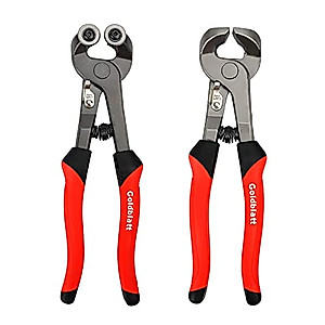 Goldblatt 2 Piece Glass Tile Nippers Set - Heavy Duty Wheeled Glass Mosaic Nipper & Hd Ceramic Tile Nipper, Tile Cutter Pliers Soft-grip Handle - Shapping Plier, Nipper Cutting Tools, Stone, Metal