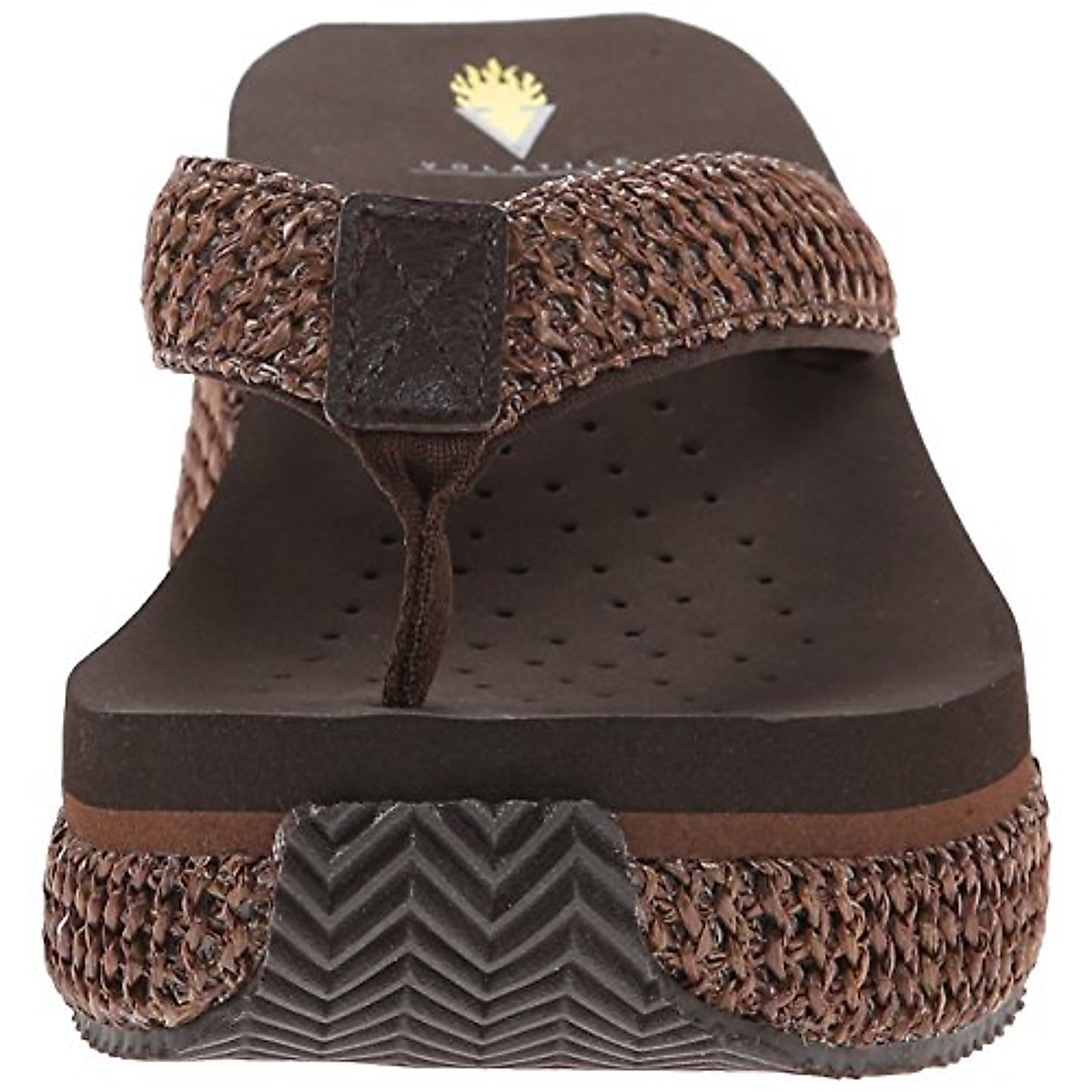 Volatile Womens Flip Flop Wedge Sandal, Brown, 9 B US