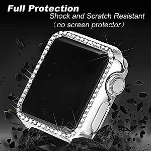 Secbolt 38mm Case Compatible with Apple Watch Band, Bling Full Cover Bumper Protective Frame Screen Protector for iWatch Series 3/2/1, Silver(38mm)