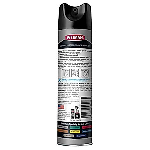 Weiman Stainless Steel Cleaner & Polish Protects Appliances From Fingerprints & Gives a Streak-Free Shine - For Refrigerators, Oven, Dishwasher, Stove - 2 Pack Aerosol Spray with Microfiber Cloth Included