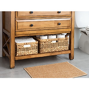 StorageWorks Jumbo Rectangular Wicker Basket, Storage Basket with Built-in Handles