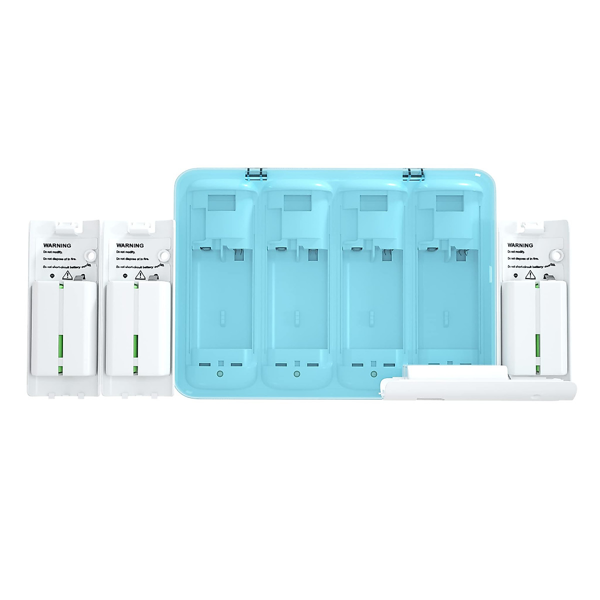 4-Ports Charging Station for Wii Remote Controller Battery, 4pcs Rechargeable Batteries for Wii WiiU Game Controller