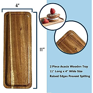 Bathroom Long Vanity Trays, 1-Pc, Wooden Toilet Tank Storage Tray, Farmhouse Wood Tray Kitchen Living Room Counter Top Organizers for Small Things, Dressing Table Sink Holders