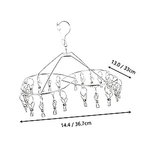 CAXUSD 1pc Drying Rack Metal Clothes Hanger Foldable Laundry Rack Stainless Steel Clips Clothes Drying Hanger Sock Hangers with Clips Drying Clip Hanger Balcony Drying Rack Socks Clips