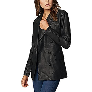 [BLANKNYC] WOMEN'S VEGAN LEATHER BLAZER, Carbon ,Small