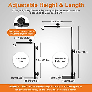 Simple Deluxe Reptile Lamp Stand Adjustable 14-26 inch Metal Bracket Floor Light Holder for Reptile Glass Terrarium Heating Light, Amphibian and Aquarium Tank