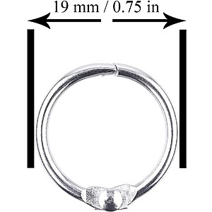 AKONEGE 0.75 Inch Loose Leaf Binder Rings, Small Office Book Rings, Nickel Plated Steel Binder Rings, Keychain Key Rings, Metal Book Rings, Silver, for School, Home, Office (50-Pack)