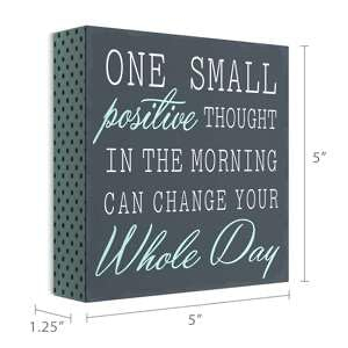 Barnyard Designs 'One Small Positive Thought' Wooden Box Sign Motivational Desk Decor, Primitive Decor Office Desk Decorations for Women Office Bathroom Shelf Decor, Inspirational Desk Decor, 5x5