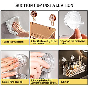 Lae Nuvole 2 Pack Suction Cup Shower Caddy Wall Mount Bathroom Organizers and Storage, Plastic Shower Caddy Adhesive Shower Organizer for Wall, Clear (Transparent)