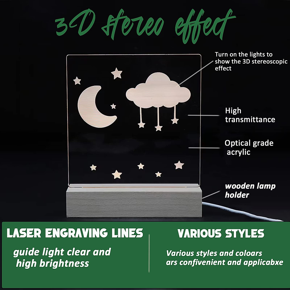 chopie Woodland Baby Fox, Personalized Night Light, Best Gift for Kids, Kids Bedroom Night Light, Child Night Light, Creative Kids Bedroom Bedside Lamp Decoration Best Gifts for Boys & Girls