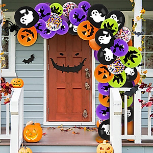60 PCS Halloween Balloons Halloween Decorations Orange Black Purple Green Confetti Balloons for Halloween Party Decorations Halloween Party Suppiles