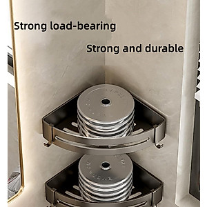 YWHWXB Shower Corner Shelf No Drilling,Bathroom Shower Corner Organizer Shelf, Wall Mounted Adhesive Storage Caddy for Bathroom, Kitchen (Grey-2pcs)