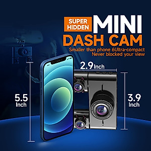 360° Dash Cam Front and Rear, 4 Channel FHD 4 * 1080P, Voice Control, CPL Filter, Car Camera with WiFi, Front 2K+1080P*2 Dash Camera for Cars, Free 128GB SD Card, Night Vision, 24H Parking Mode