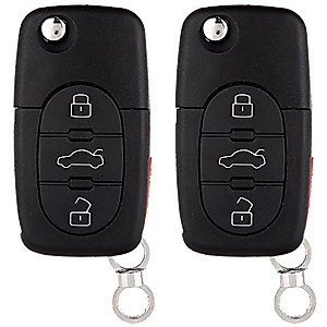 ECCPP Replacement fit for Uncut Keyless Entry Remote Key Fob Case Audi Series 4D0837231E (Pack of 2)