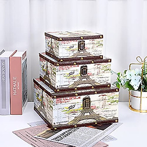 ELLDOO Treasure Chest Box with Latch, Wooden + PU Leather Storage Decorative Box for Jewelry Trinkets Collections, Antique Keepsakes box for Girls Women Gifts, Large