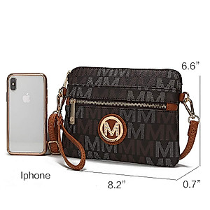 Mia K. Collection Wristlet Crossbody for Women, PU Leather Bag - Multi-Zipper Small Handbag Purse Beige