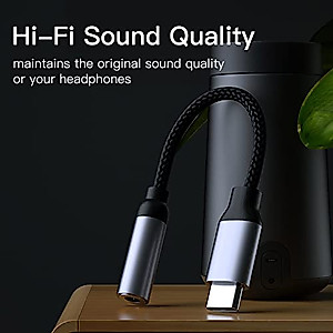 Sonzoll USB C to 3.5mm Audio Adapter (2 Pack) USB Type C to AUX Headphone Jack Hi-Res DAC Cable Adapter for Pixel 4 Samsung Galaxy S21 S20 Ultra S20+ Note 20 OnePlus 7T and More