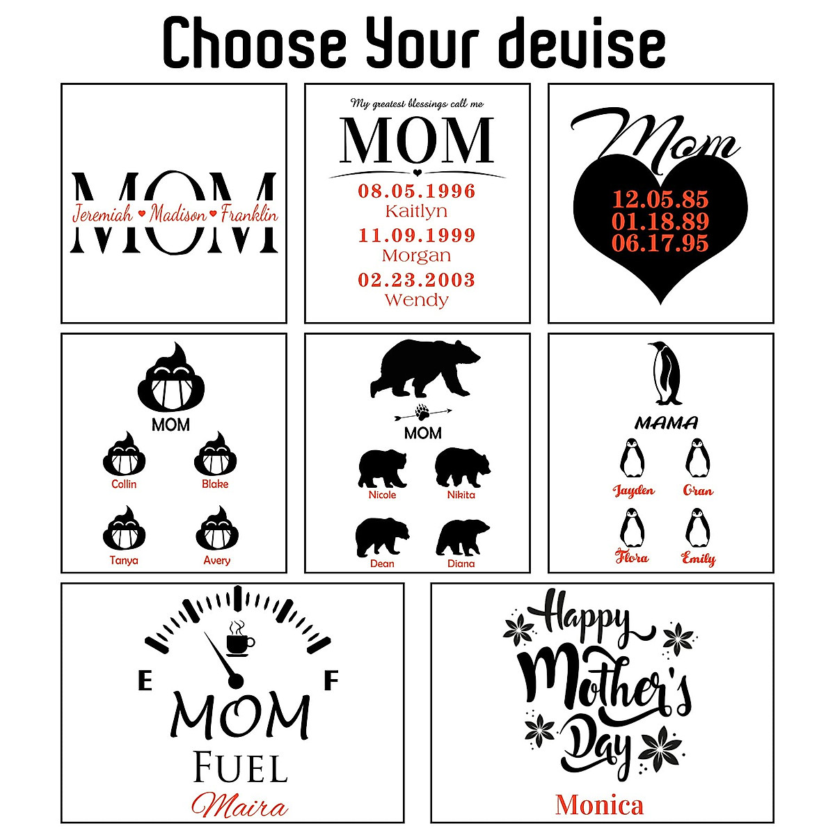 Custom Mama Bear Tumbler with Kids Names, Personalized Mothers Day Gift for Women, Her, New Mom, Customized 40oz Insulated Stainless Steel Coffee Mom Cup with Straw Lid