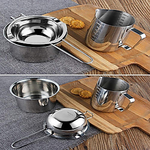 PureSec Double Boiler Stainless Steel Chocolate Melting Pot 400ML for Melting Chocolate and Candle making