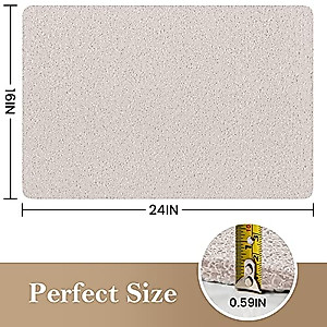 Shower Mat Bathtub Mat Non-Slip,24x16 inch, Soft Tub Mat with Drain,PVC Loofah Bath Mat (Phthalate Free) for Tub and Bathroom,Quick Drying,White
