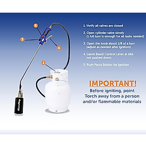 Flame King Propane Torch Kit Heavy Duty Weed Burner, 340,000 BTU with Battery Operated Igniter (Self Igniting), with 6 ft Hose Regulator Assembly