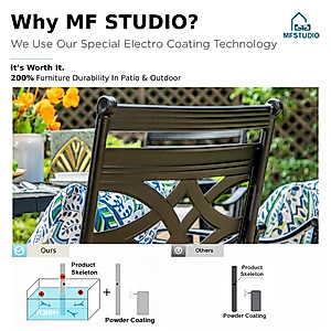 MFSTUDIO 4 Piece Black Patio Dining Chairs with Beige Thick Cushions,Outdoor Furniture Metal Chairs with Armest for Garden, Poolside, Backyard, Bistro