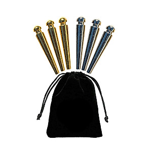 WE Games Premium Easy Grip Cribbage Pegs with a Tapered Design & Velvet Pouch - Set of 6 (3 Gold & 3 Silver)