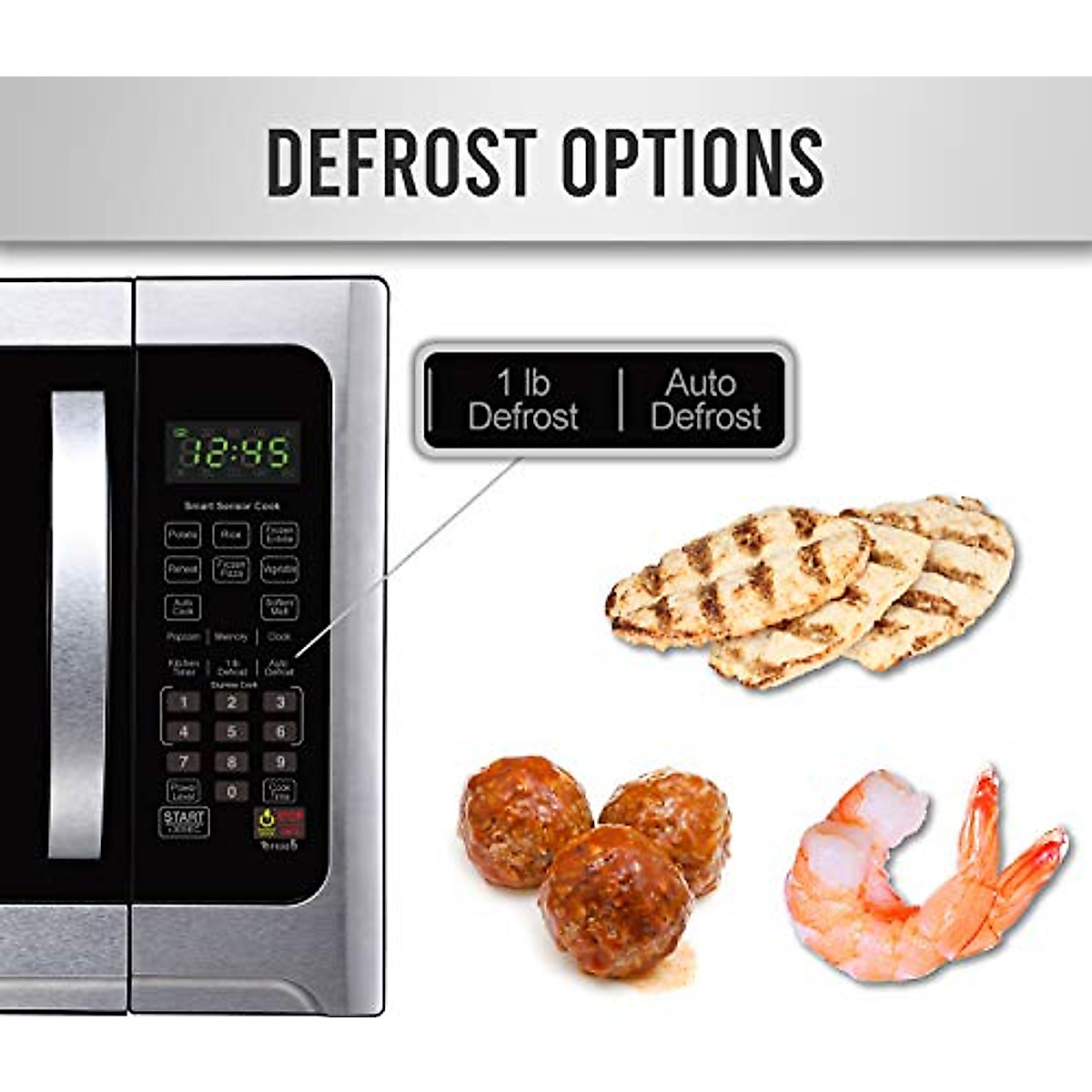 Farberware Professional FMO12AHTBKE 1.2 Cu. Ft. 1100-Watt Microwave Oven With Smart Sensor Cooking and LED Lighting, Brushed Stainless Steel