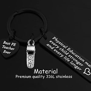 AHAETH Pe Teacher Appreciation Gifts Keychain For Women Men Male From Student Pe Whistle Charm Keyring Thank You Gym Teachers Best P E Coach Pe Keychain