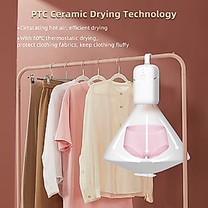 TJ. Portable Clothes Dryer, Mini Clothes Dryer Machine, Small Portable Dryer for Clothes with PTC Drying & UV Function, 1H/2H Timer for Underwear, Socks, Swimwear, Baby and Pet Clothes, White