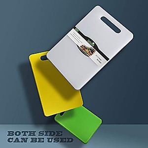 Fotouzy Plastic Utility Cutting Board with Handles, Food Safe PP Material, BPA Free, Dishwasher Safe, Thick Chopping Board, Large Size, Easy Grip Handle, for Kitchen (Black)