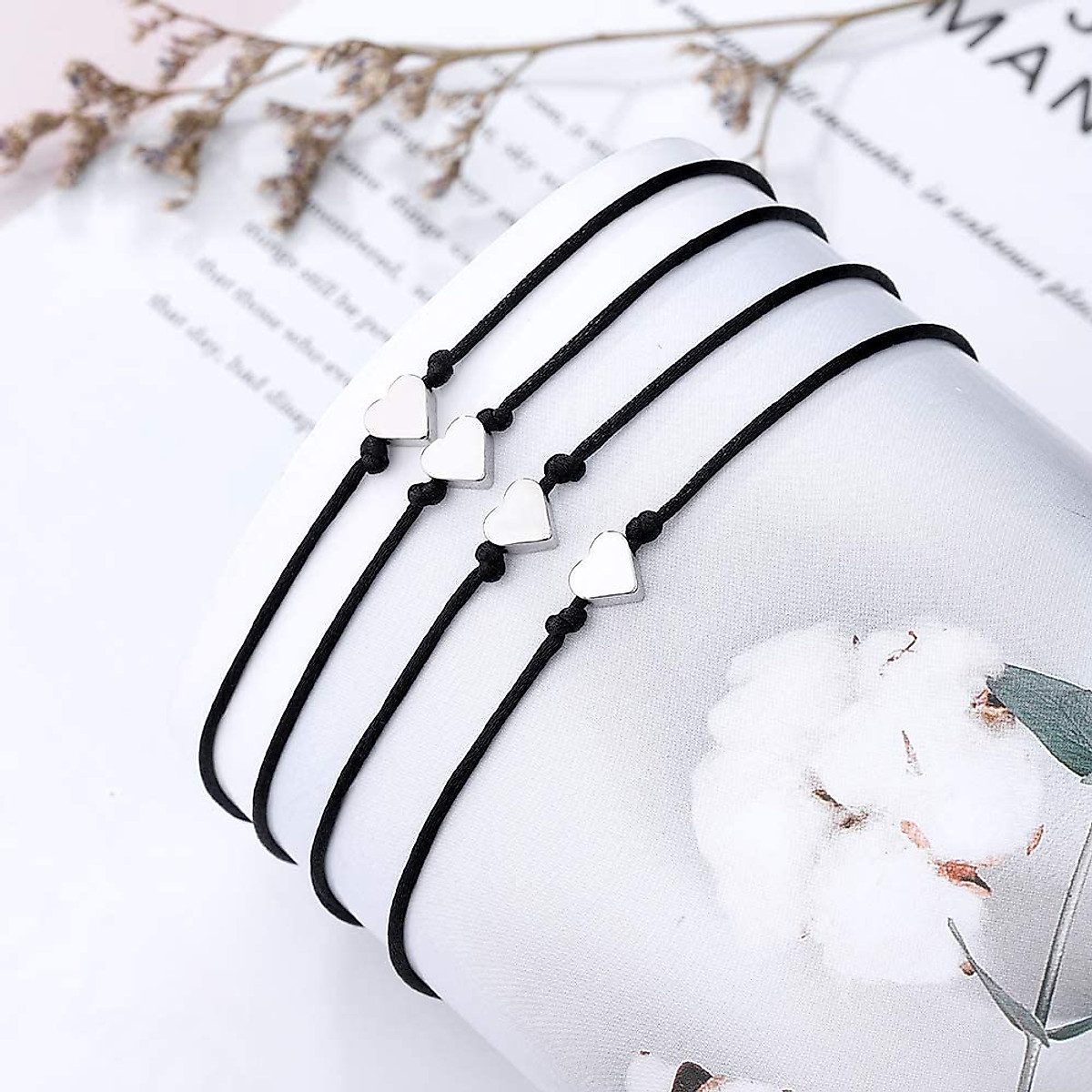 KINGSIN Family Christmas Gifts Friendship Mother Daughter Bracelets Sisters Pinky Promise Heart Bracelet Friend Jewelry Gifts for Women Family Teens Bff