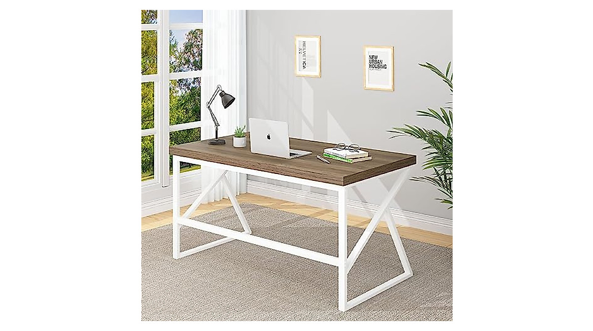 HSH Farmhouse Desk - Stylish 55-Inch Modern Home Office Desk