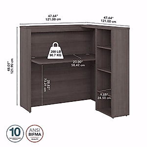 Bush Business Furniture Studio C Corner Bar Cabinet with Shelves, 48W, Storm Gray