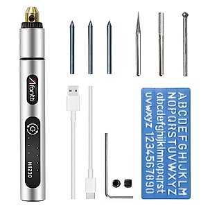 Mini Cordless Engraver Pen Rechargeable Engraving Pen Etching Tool Etcher Kit Set with | Tungsten Carbide Tip | for Metal Glass Wood Plastic