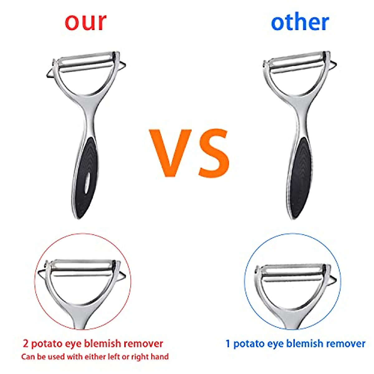 Potato, Vegetable, Apple Peelers for kitchen, Fruit, Carrot, Veggie, Potatoes Peeler, Y-Shaped and I-Shaped Stainless Steel Peelers, with Ergonomic Non-Slip Handle & Sharp Blade, Good Durable (2PCS)
