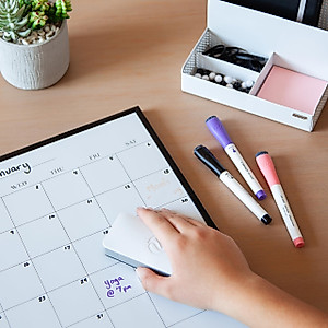 U Brands Magnetic Dry Erase Board Felt Eraser, 2"x5"x1", White, Lightweight Modern Design