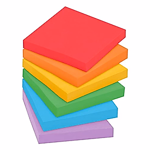 Post-it Super Sticky Notes, 3x3 in, 6 Pads, 2x the Sticking Power, Playful Primaries Collection, Primary Colors (Red, Yellow, Green, Blue, Purple), Recyclable(654-6SSAN)