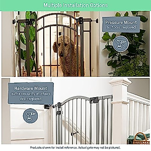 Summer Multi-Use Decorative Extra Tall Safety Pet and Baby Gate, 28.5"-48" Wide, 36" Tall, Pressure or Hardware Mounted, Install on Wall or Banister in Doorway or Stairway, Auto Close Door - Bronze