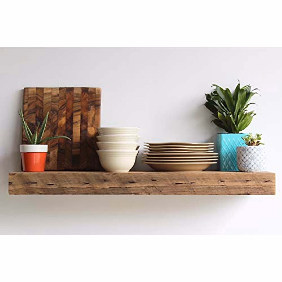 Urban Legacy Reclaimed Barn Wood Shelves | Amish Handcrafted in Lancaster, PA Rustic, Floating, Industrial, Brackets [ High Weight Capacity Set of 2 (Natural Low Profile Bracket, 36" x 11.5" x 3")