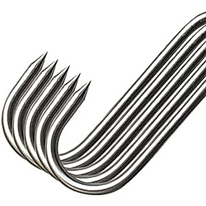 Meat Hooks,20Pcs Premium Stainless Steel Butcher's Hook,Meat Hook Tool for Hot and Cold Smoking，Butchering,Hunting,Chicken Hunting Smoking, Grill Hook Tool (5.9IN 20PCS)