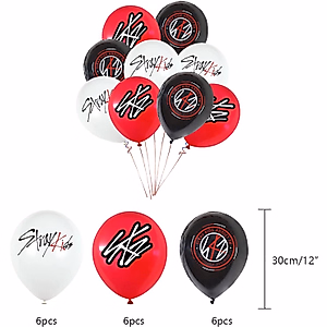 STRAY-KIDS Birthday Party Supplies,STRAY-KIDS Birthday Decorations Gift Set - STRAY-KIDS Banner,18PCS Balloons,Cake Toppers,21PCS Cupcake Toppers Perfect for Boys and Girls(Red)