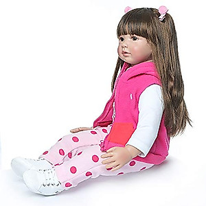 iCradle Cute 24 inch 60 cm Reborn Baby Doll Long Hair Girl Doll Soft Silicone Baby Real Life Baby Toddler Doll Toy for Ages 3+ (1903)