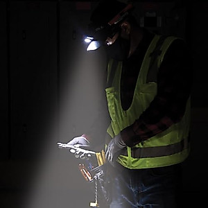 Klein Tools 56414 Rechargeable 2-Color LED Headlamp, Fabric Strap, Spotlight, Floodlight, Red LED, 800 Lumens, USB Cable, Camping, Running