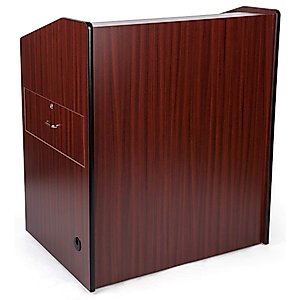 Displays2go Lecture Podiums with Wheels – Mahogany (OLILCTMMLSM)