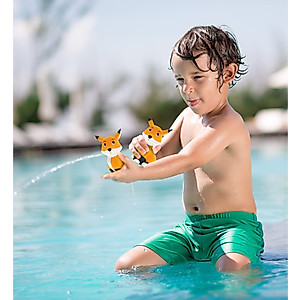 DolliBu Fox Bath Buddy Squirter - Floating Orange Fox Rubber Bath Toy, Fun Water Squirting Bathtime Play For Toddlers, Cute and Soft Wild Life Animal Toy For The Bathtub, Beach & Pool for Girls & Boys
